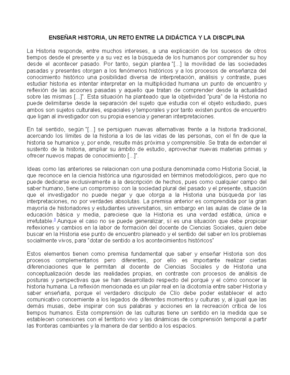 Enseñar Historia Y Saber Enseñar Historia - ENSEÑAR HISTORIA, UN RETO ...