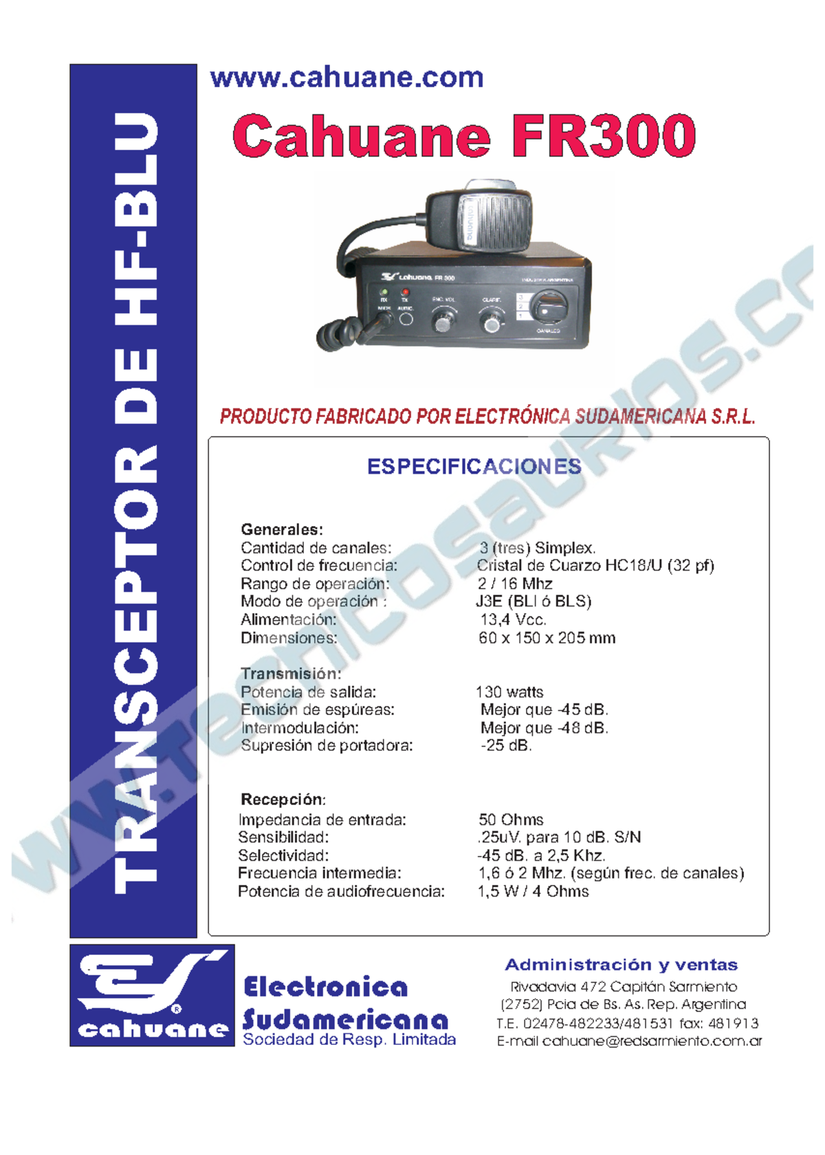 13627 Cahuane FR300 Transceptor HF-BLU Especificaciones-Diagramas ...