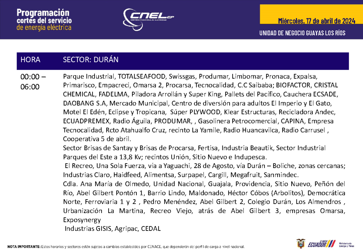GLR 17 de abril -1 - Lahsksjkssk - UNIDAD DE NEGOCIO GUAYAS LOS RÍOS ...