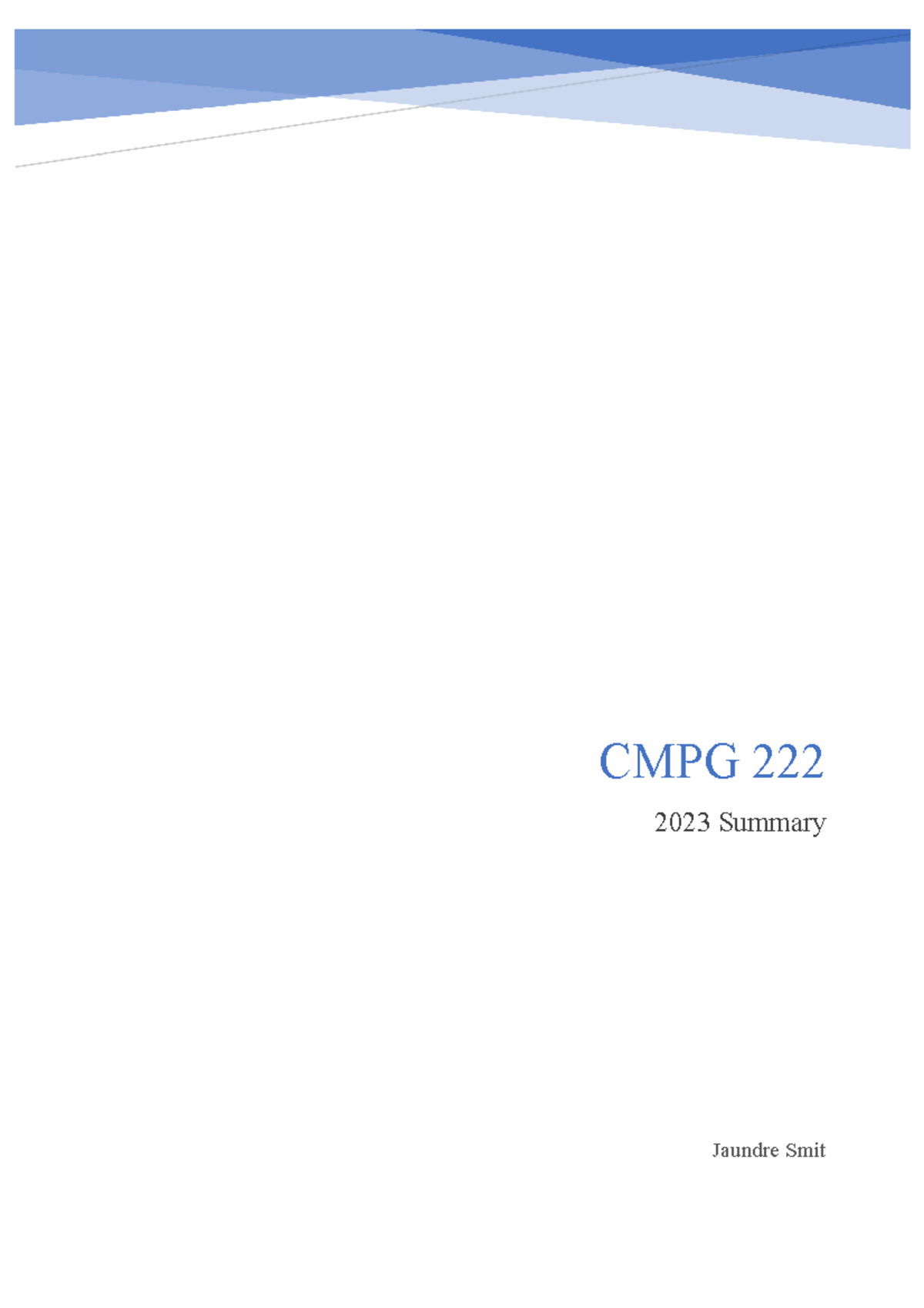 CMPG 222 Theory Summary - Jaundre Smit CMPG 222 2023 Summary Contents ...