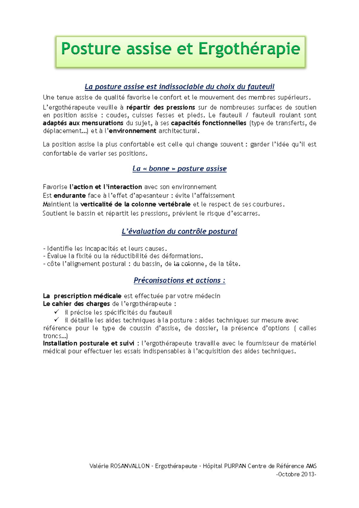 Posture assise et ergotherapie 2 - Valérie ROSANVALLON – Ergothérapeute ...