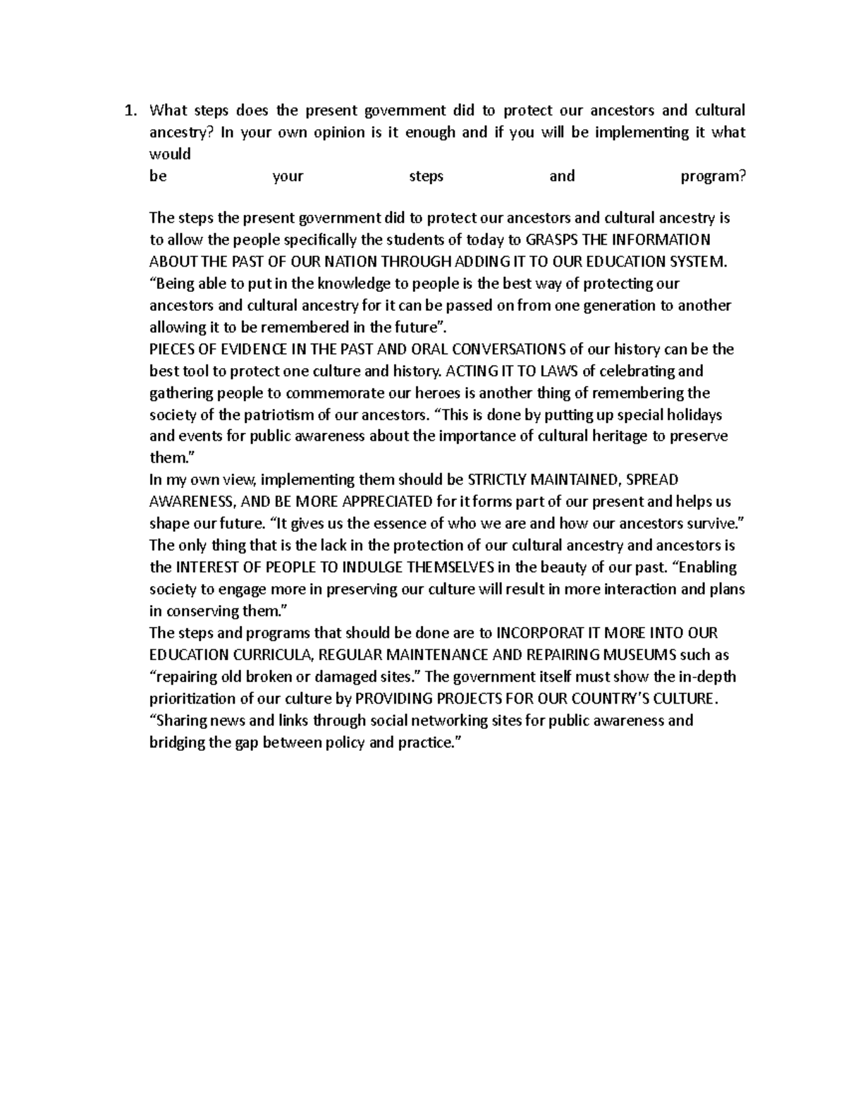 YES 1 - Government Steps on Protecting Culture - What steps does the ...