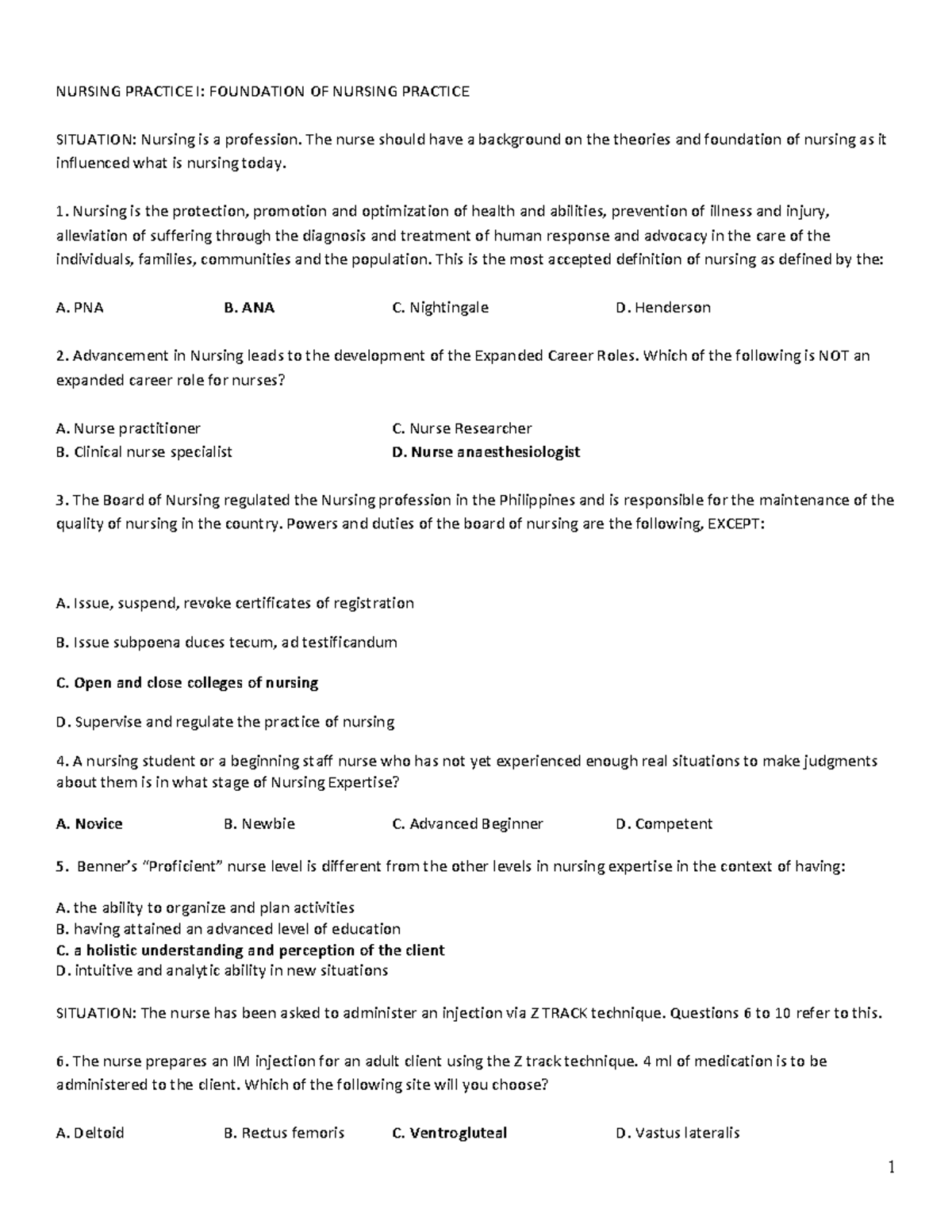 NURSING NOTES FREE - NURSING PRACTICE I: FOUNDATION OF NURSING PRACTICE ...