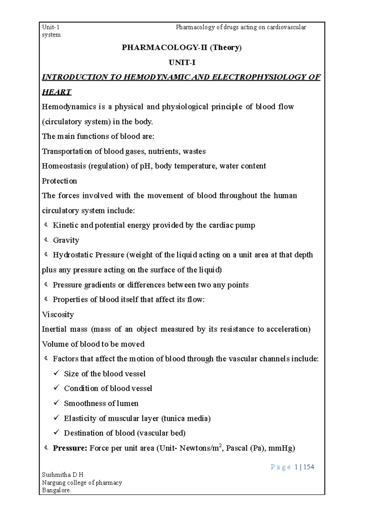 Unit 1 p'cology 5th sem - system PHARMACOLOGY-II (Theory) UNIT-I ...