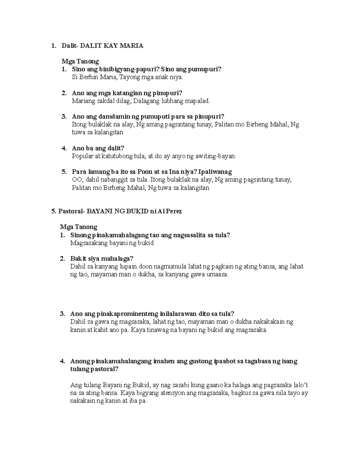 Dalit-Pastoral - Dalit-Pastoral - 1. Dalit- DALIT KAY MARIA **Mga ...