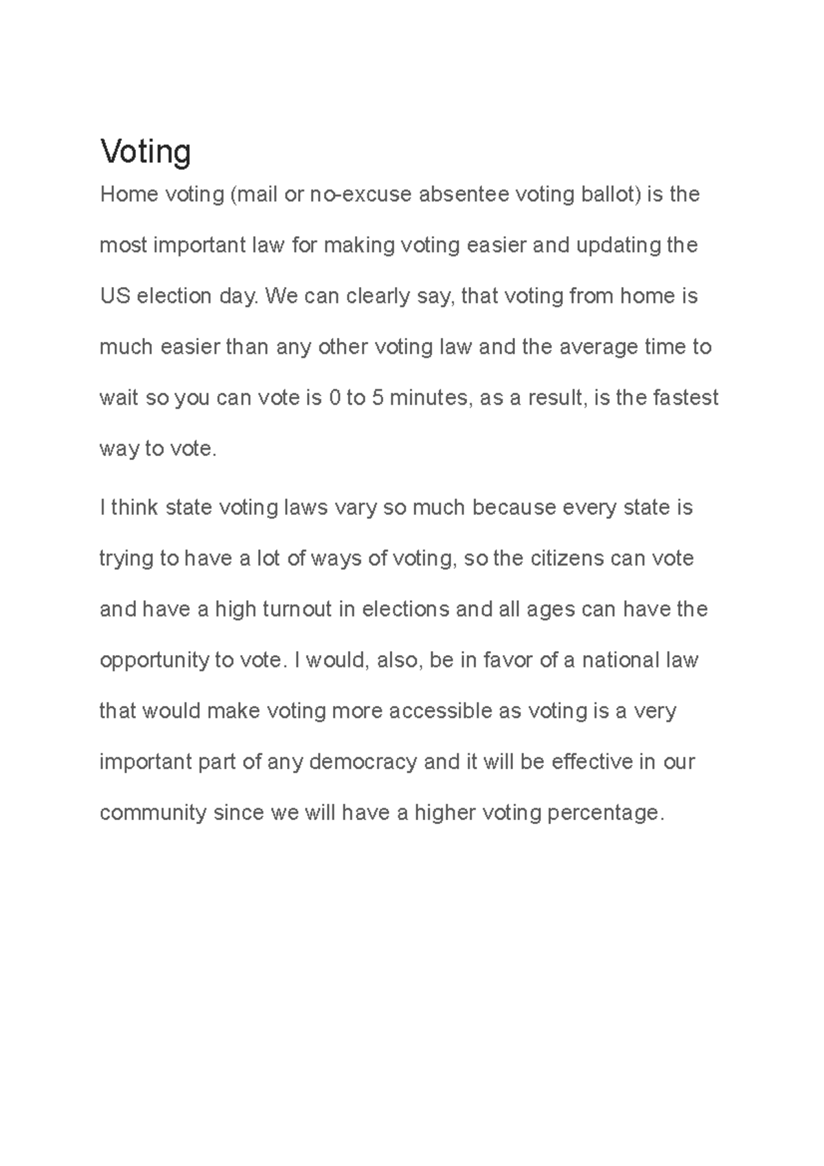Voting - notes - Voting Home voting (mail or no-excuse absentee voting ...
