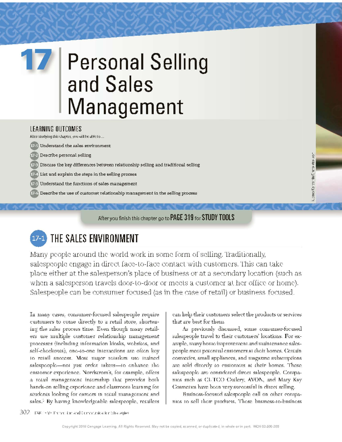 MKTG Marketing Chapter 17 Notes - 17 Personal Selling and Sales ...