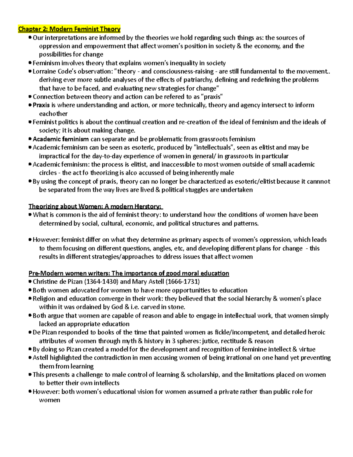 POL501-Notes - Professor Karen Ruddy - Chapter 2: Modern Feminist ...