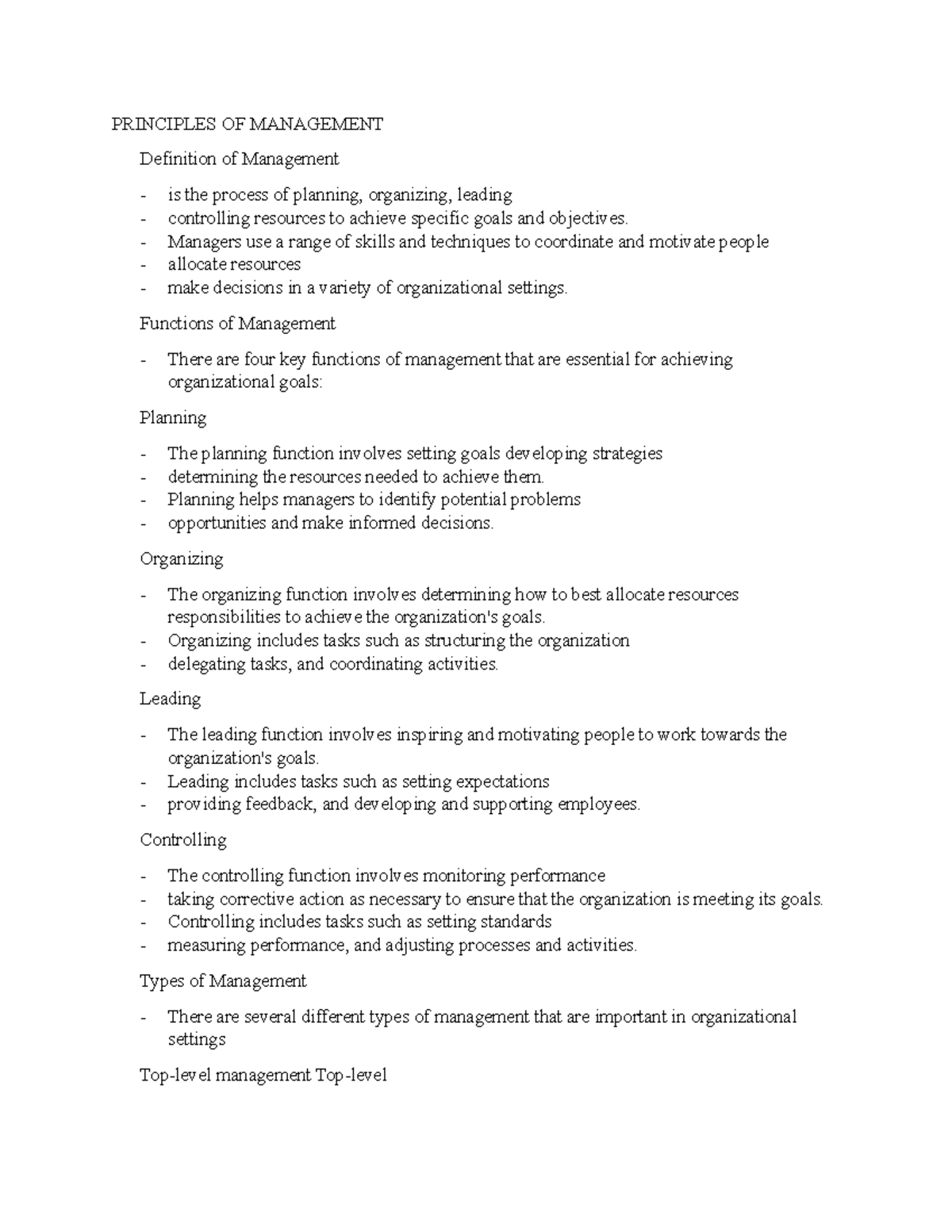 Principles OF Management Notes 1 - PRINCIPLES OF MANAGEMENT Definition ...