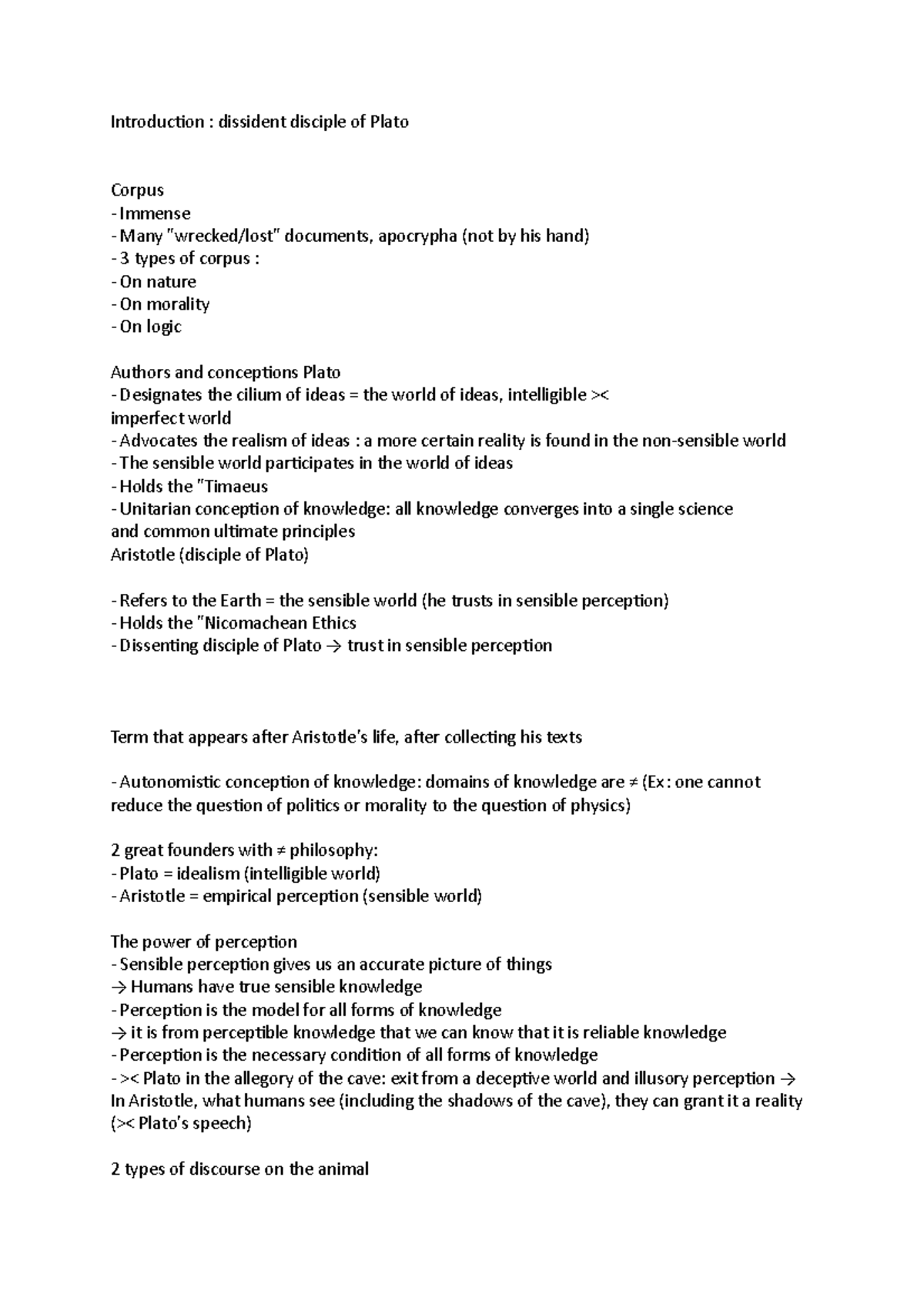 Introduction - Study of the animal as a specific object Aims to order ...