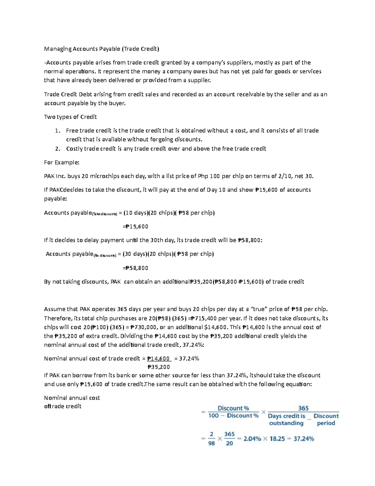 Finman script repoort - Managing Accounts Payable (Trade Credit ...