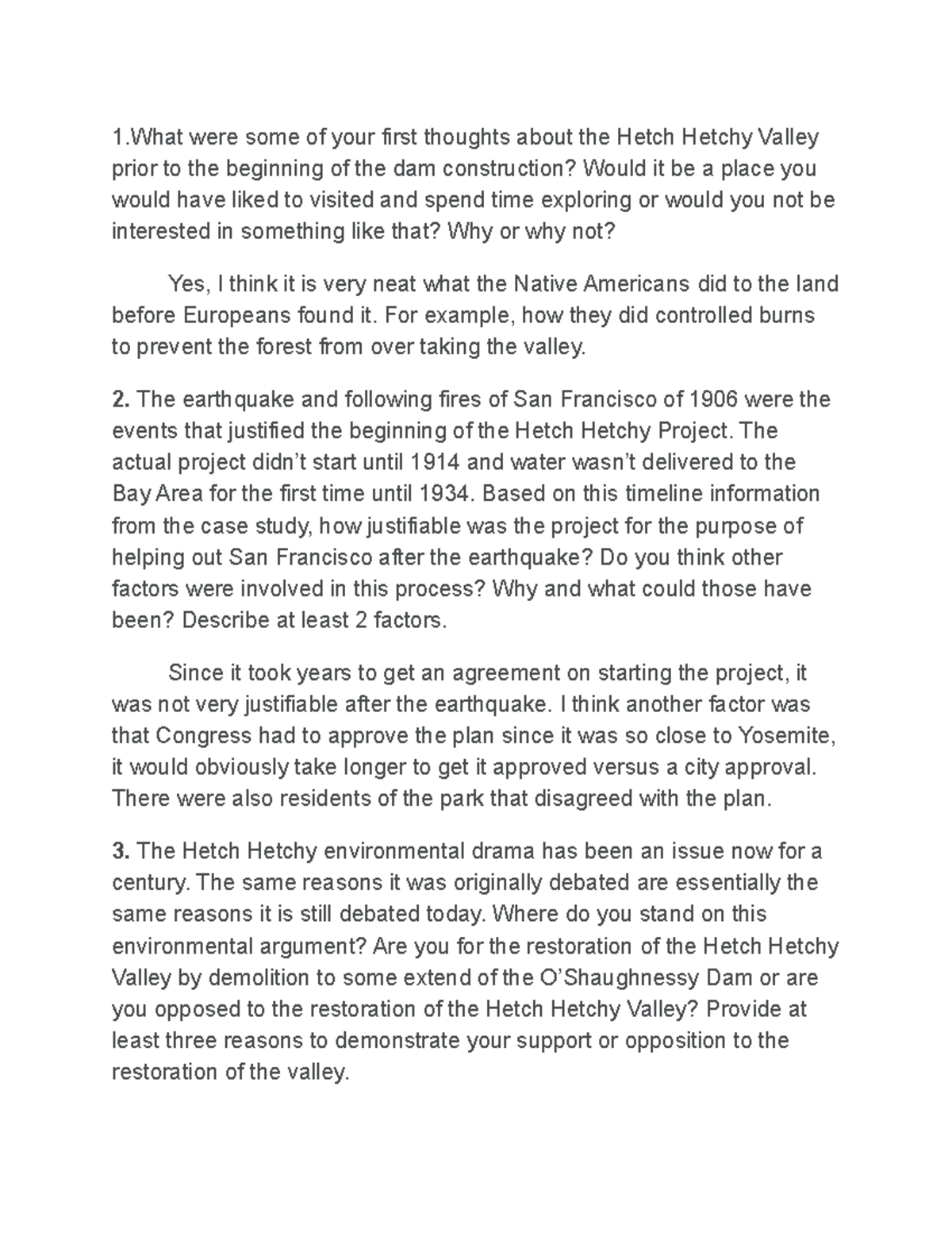 Environmental science - 1 were some of your first thoughts about the ...