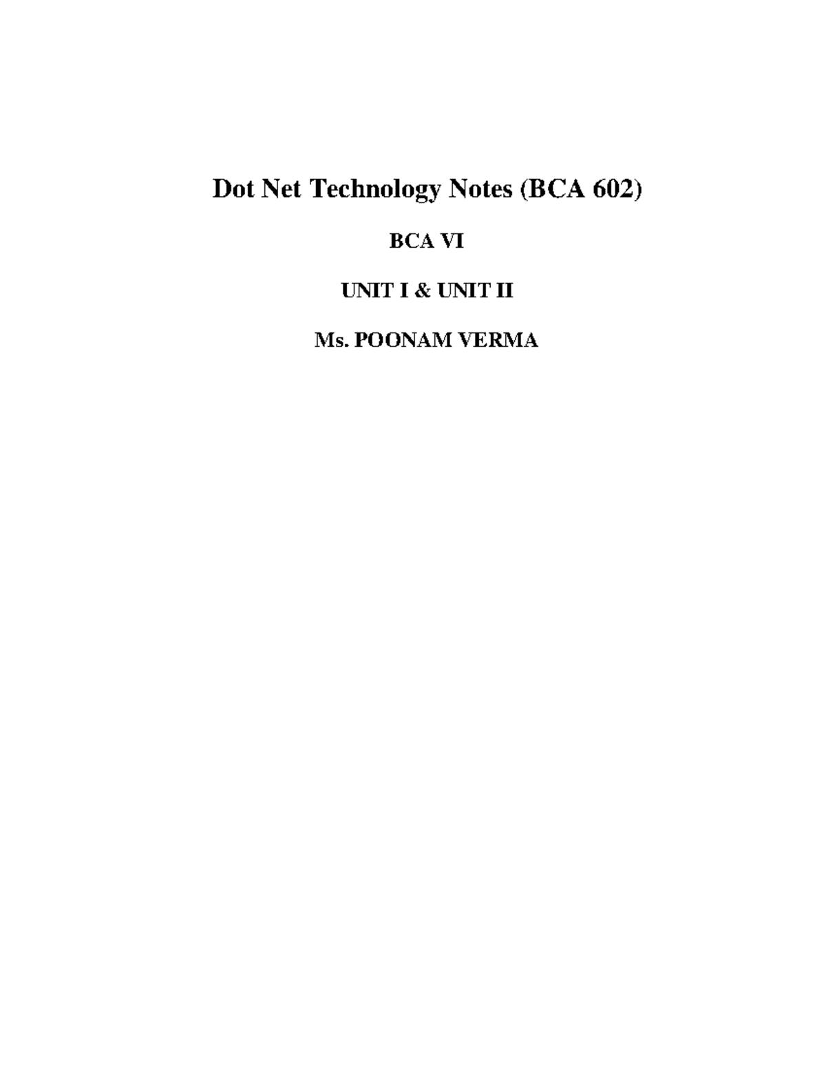 Dot Net Technology Notes (BCA 602) ( PDFDrive ) - Dot Net Technology ...