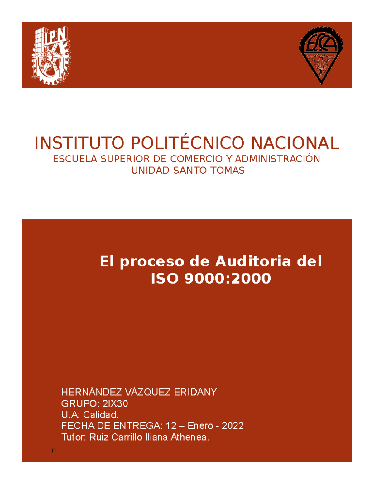 El proceso de Auditoria del ISO 9000-2000 - INSTITUTO POLITÉCNICO ...