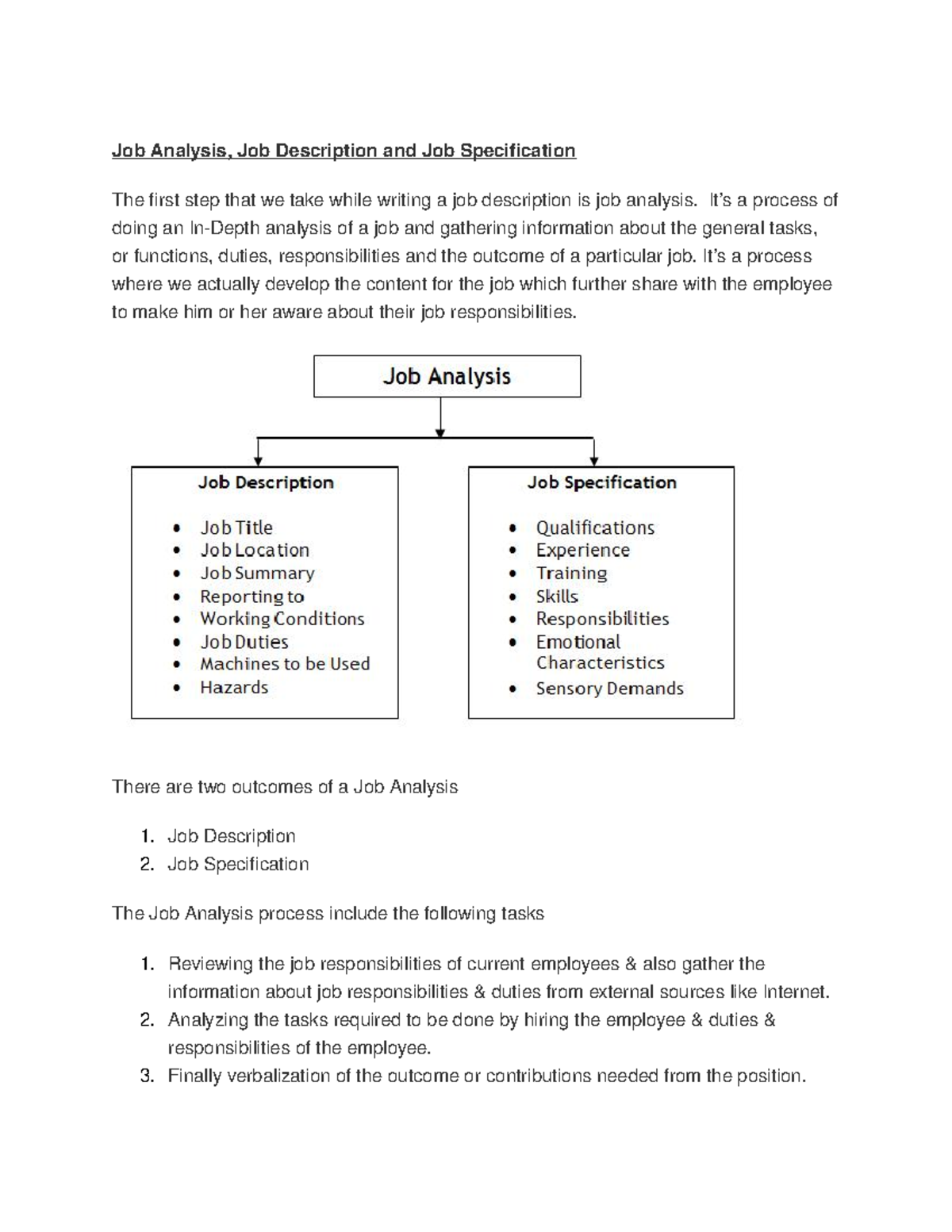 Job Analysis v. Job Specification v. Job Description - Job Analysis ...