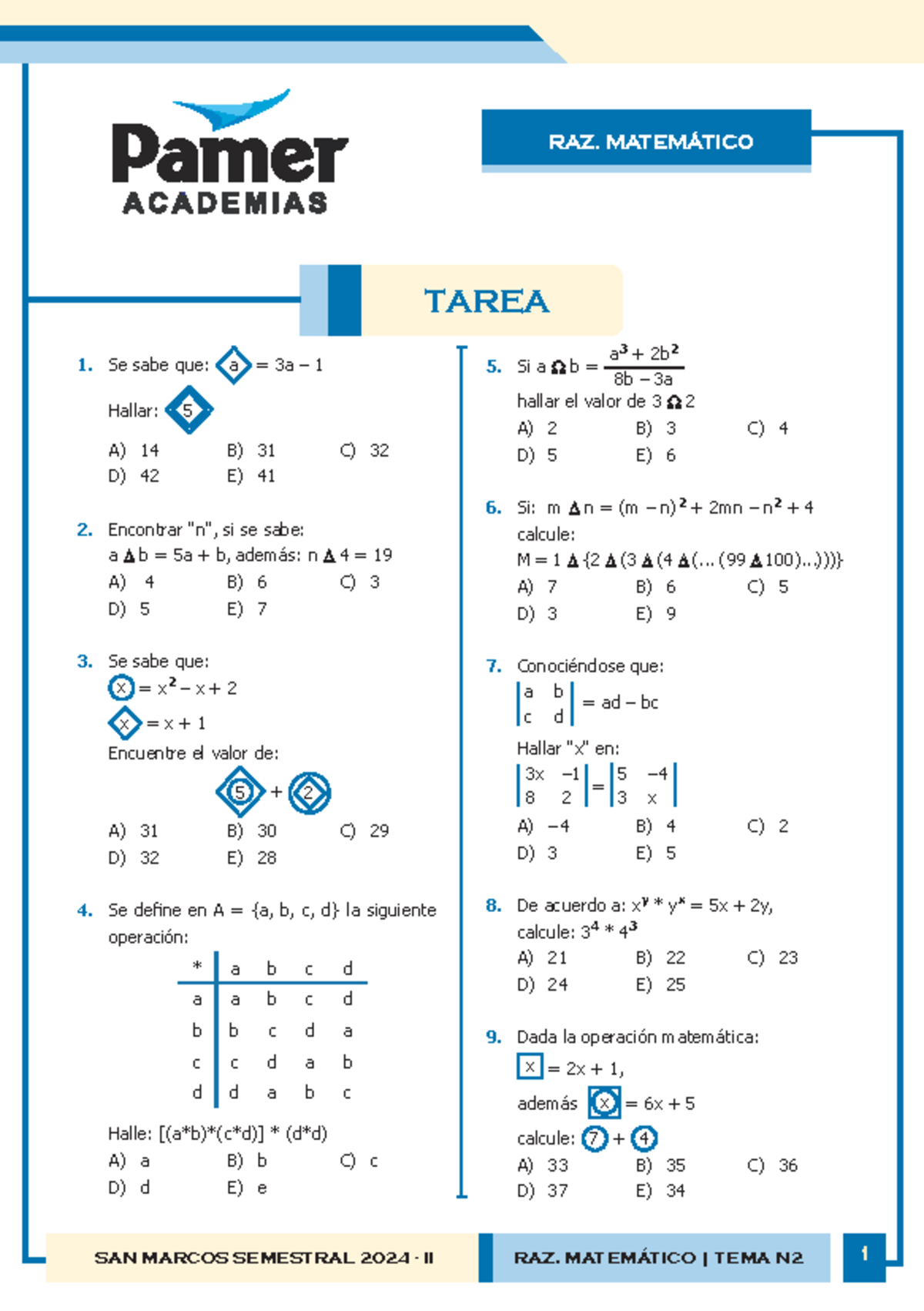 RM N2T - SAN MARCOS SEMESTRAL 2024-II 1 TEMÁTICO RAZ TICO|TEMAN 2 RAZÁ ...