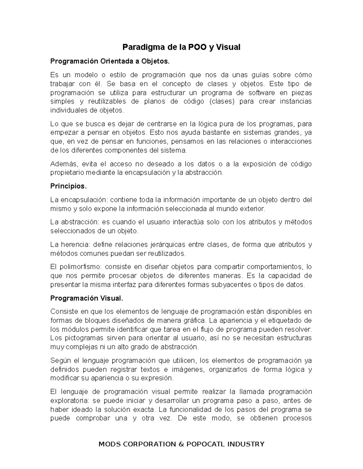 Paradigma de la POO y Visual - Paradigma de la POO y Visual ...