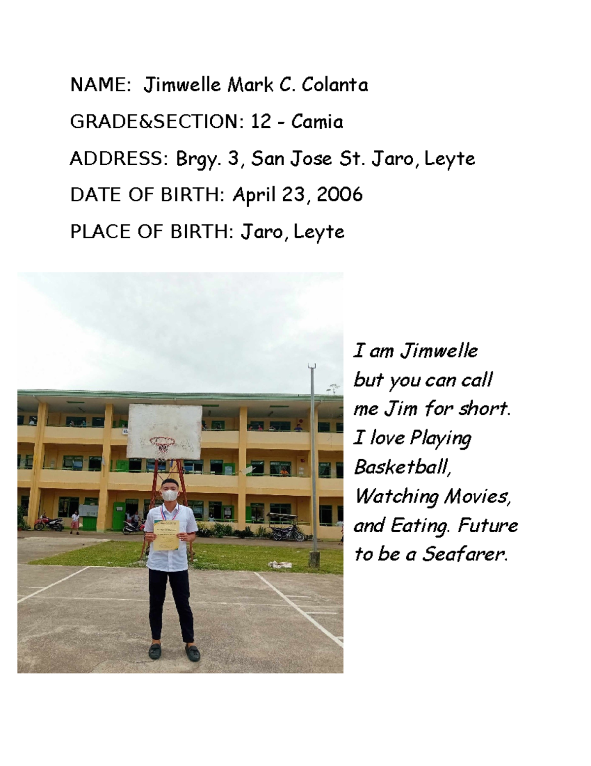 Jimmmmm - Anatomy - Anatomy and Physiology - NAME: Jimwelle Mark C ...