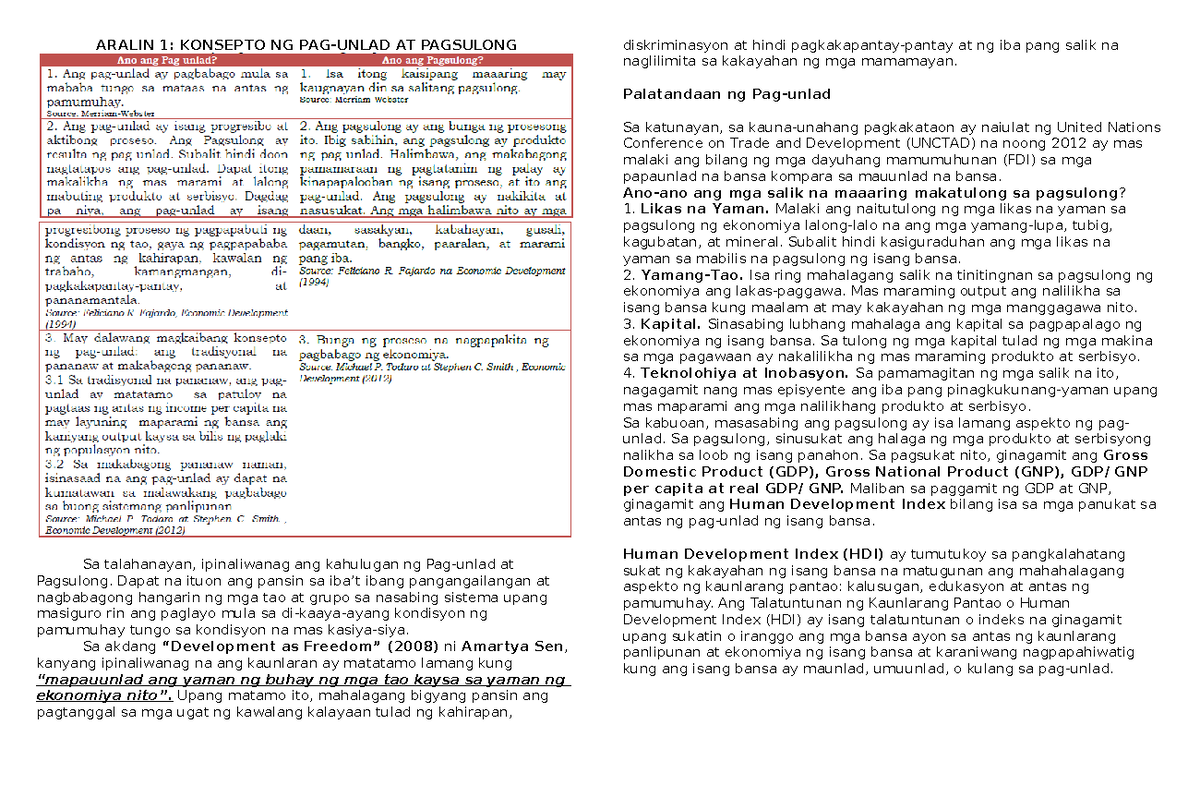 Aralin 1 Konsepto ng Pag unlad Fourth Quarter - ARALIN 1: KONSEPTO NG ...