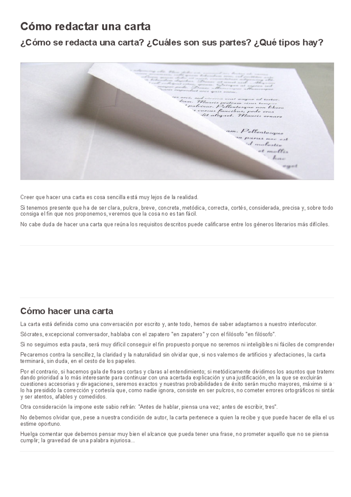 Redacción de cartas, como elaborar, apuntes. - Cómo redactar una carta ...