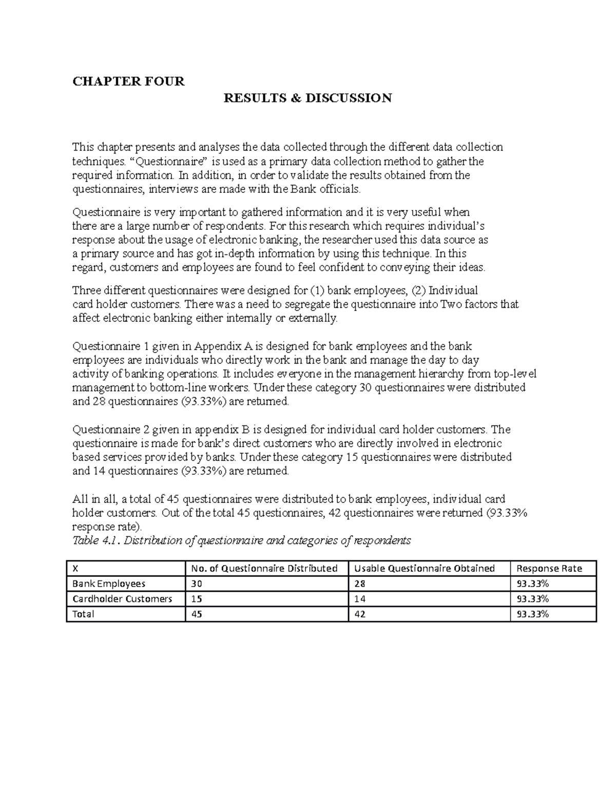 Research CH4 - CHAPTER FOUR RESULTS & DISCUSSION This chapter presents ...