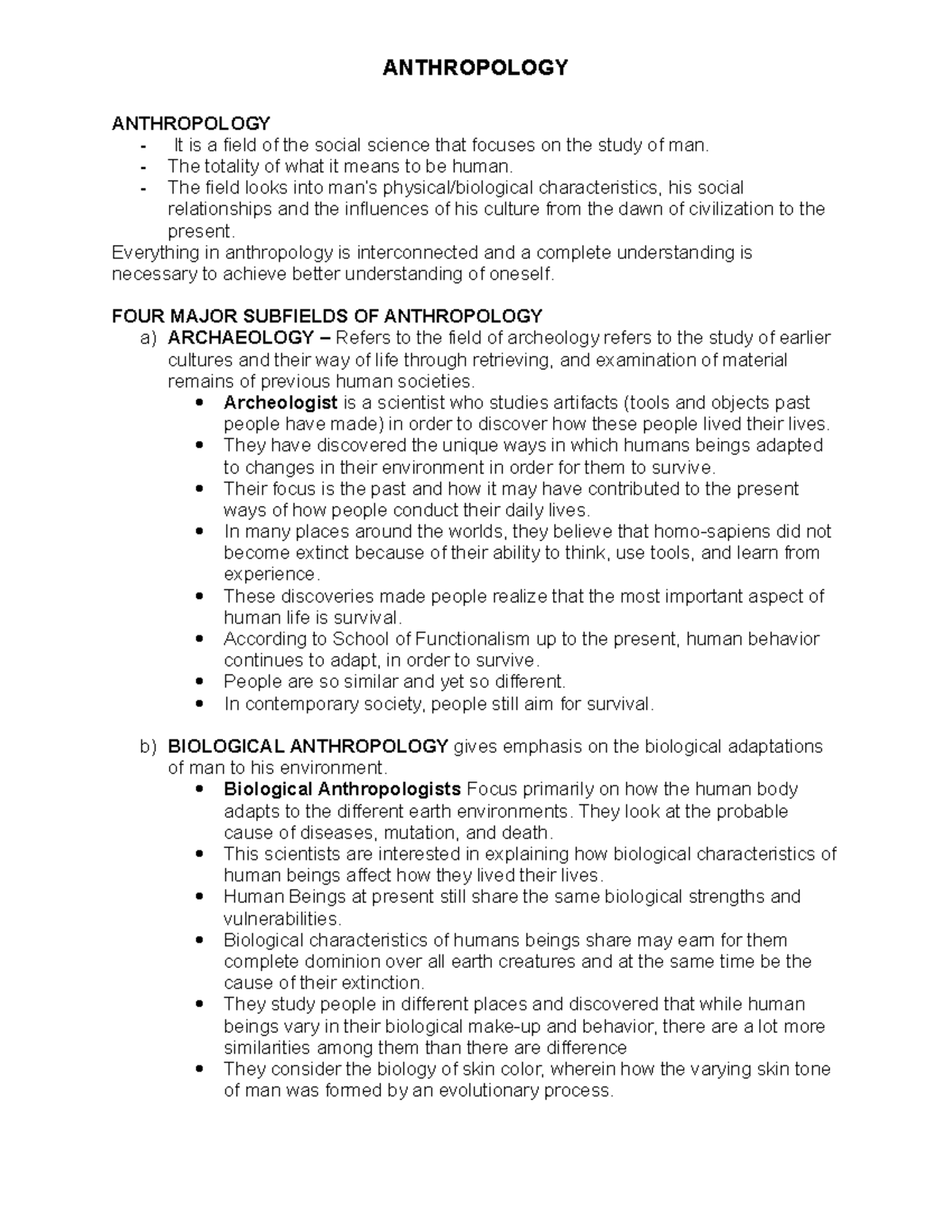 Understanding The Self NOtes Lesson 4 - ANTHROPOLOGY ANTHROPOLOGY - It ...
