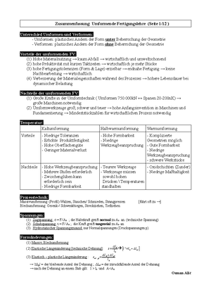 LZ 04 Massivumformung - Lernzettel zur Vorlesung 4 von Prof. Biermann ...
