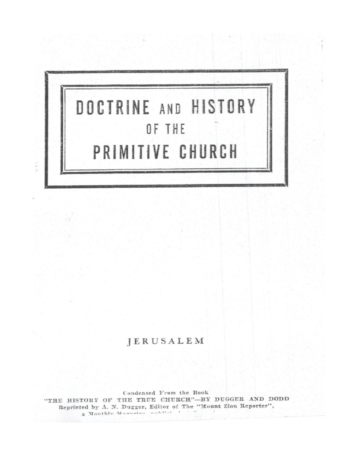 Doctrine and history of the primitive church - computer science - Studocu