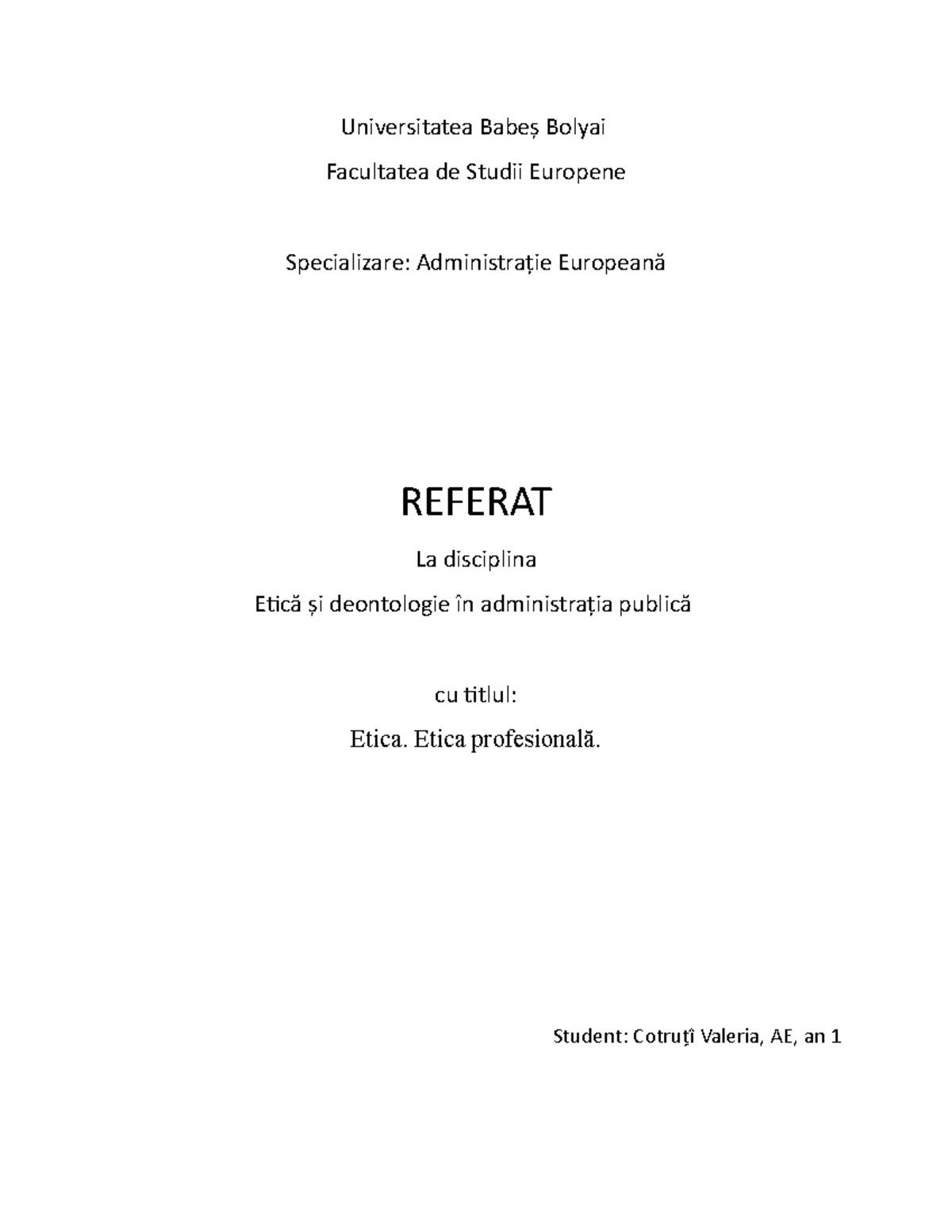 Referat Etica materiale de exersare - Universitatea Babeș Bolyai ...