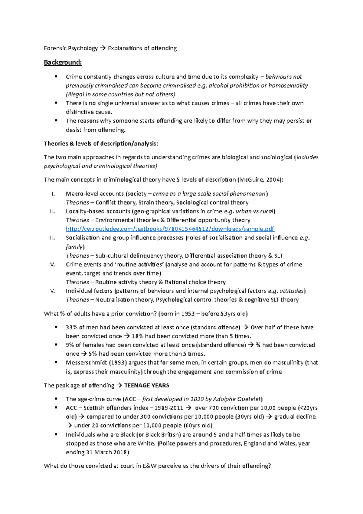 Explanations of offending - Forensic Psychology Explanations of ...