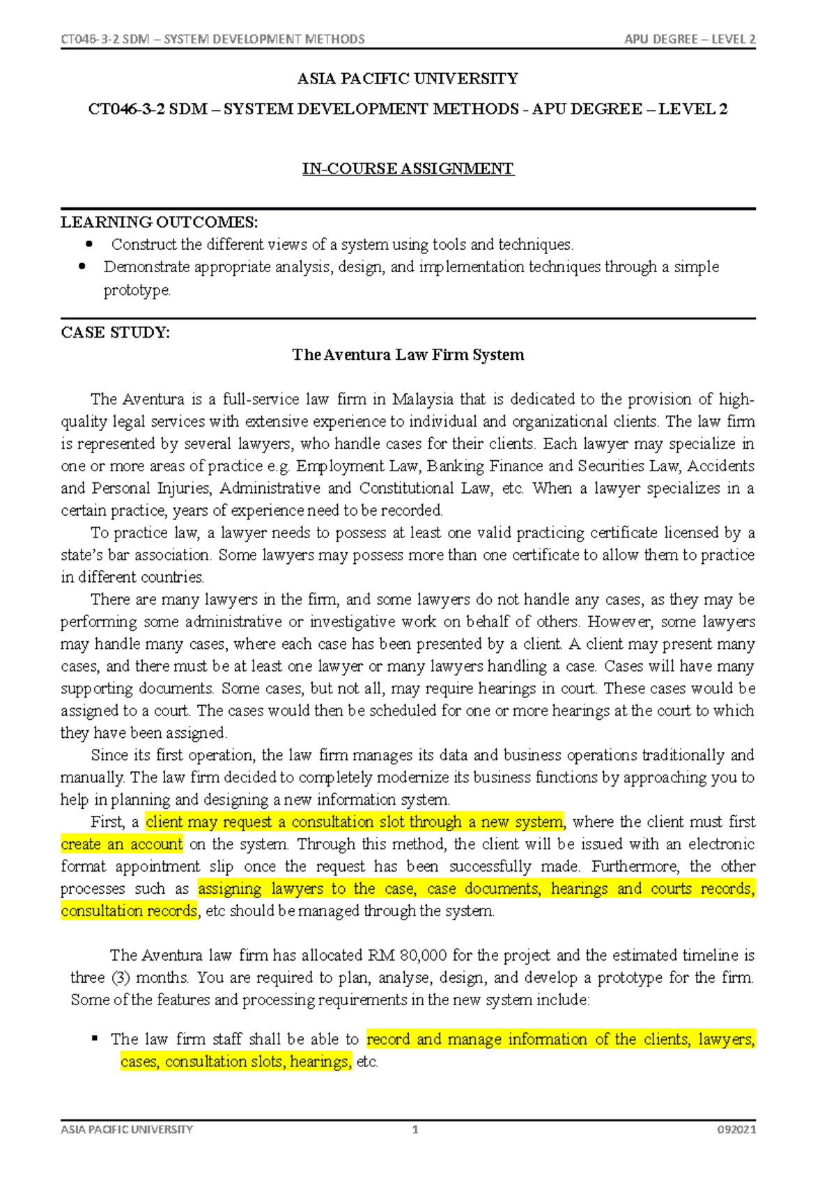 Assignment Question SDM - ASIA PACIFIC UNIVERSITY CT046-3-2 SDM – SYSTEM DEVELOPMENT METHODS ...