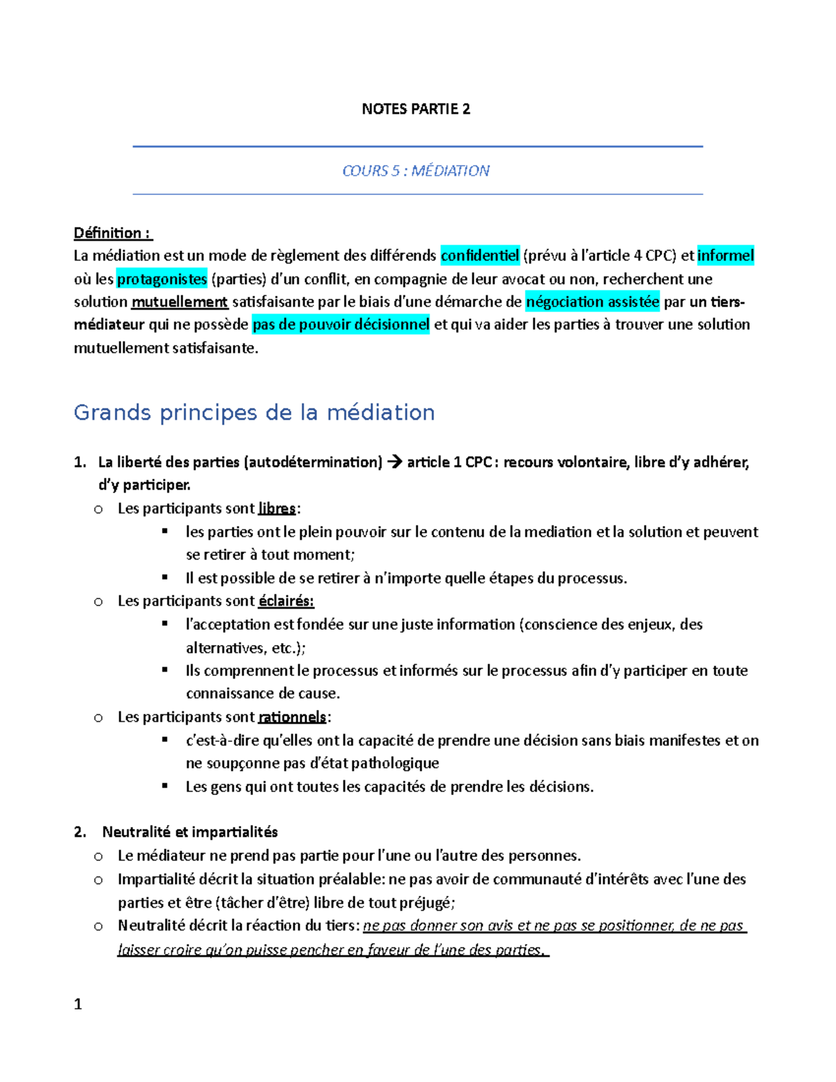 Notes Partie 2 - E.Grahovic - NOTES PARTIE 2 COURS 5 : MÉDIATION ...