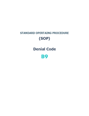 SOP CO50 - STANDARD OPERTAING PROCEDURE (SOP) Denial Code Denial Code ...