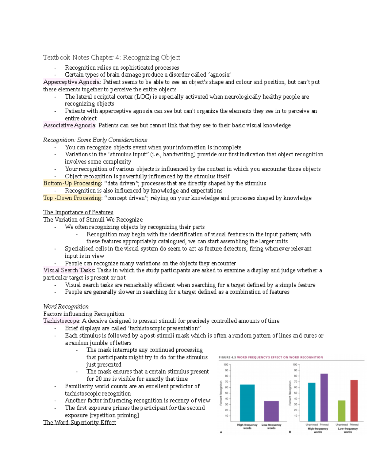 Cognitive Psych Notes 9 Textbook Notes Chapter 4 Recognizing Object Recognition Relies On