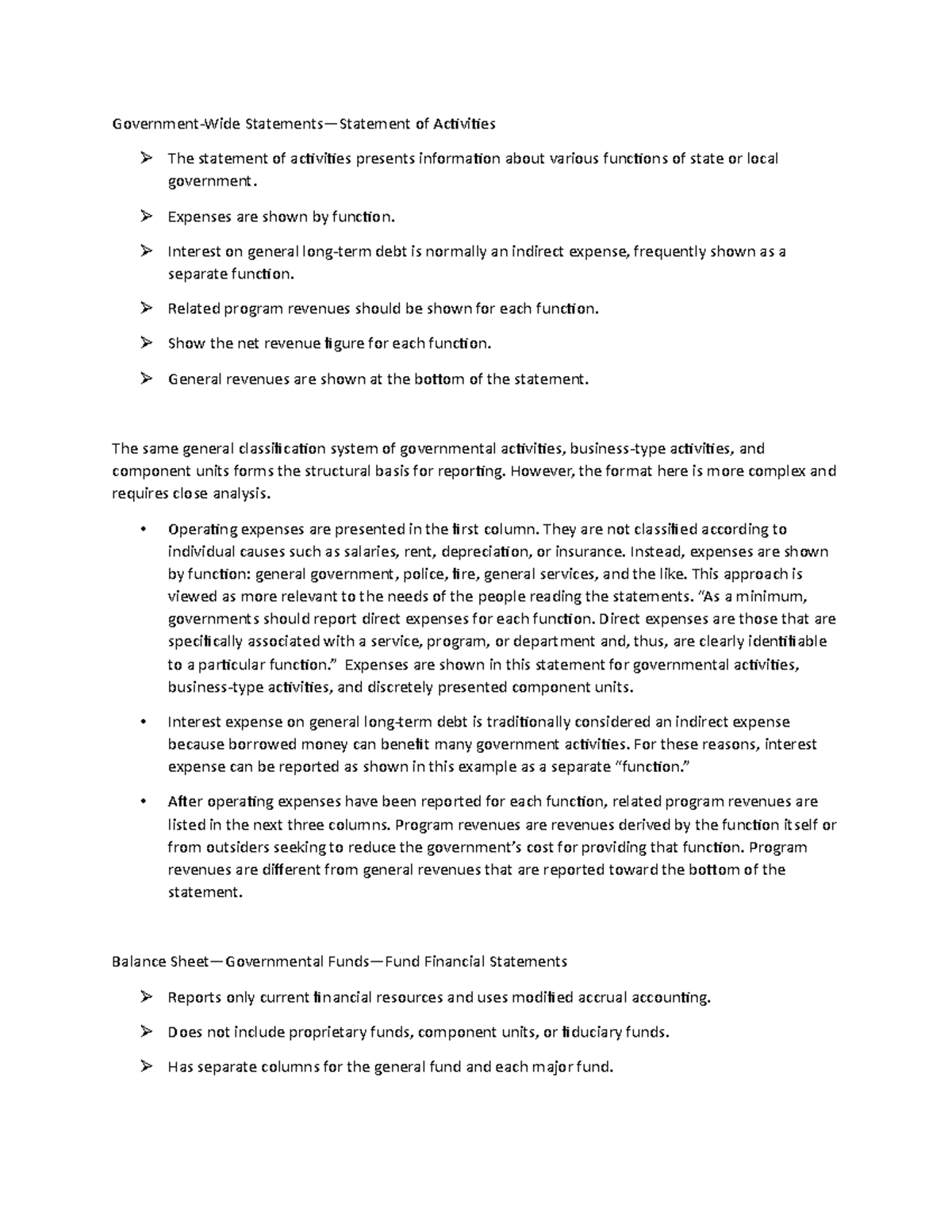 Lecture Notes 9 a - Government-Wide Statements—Statement of Activities ...