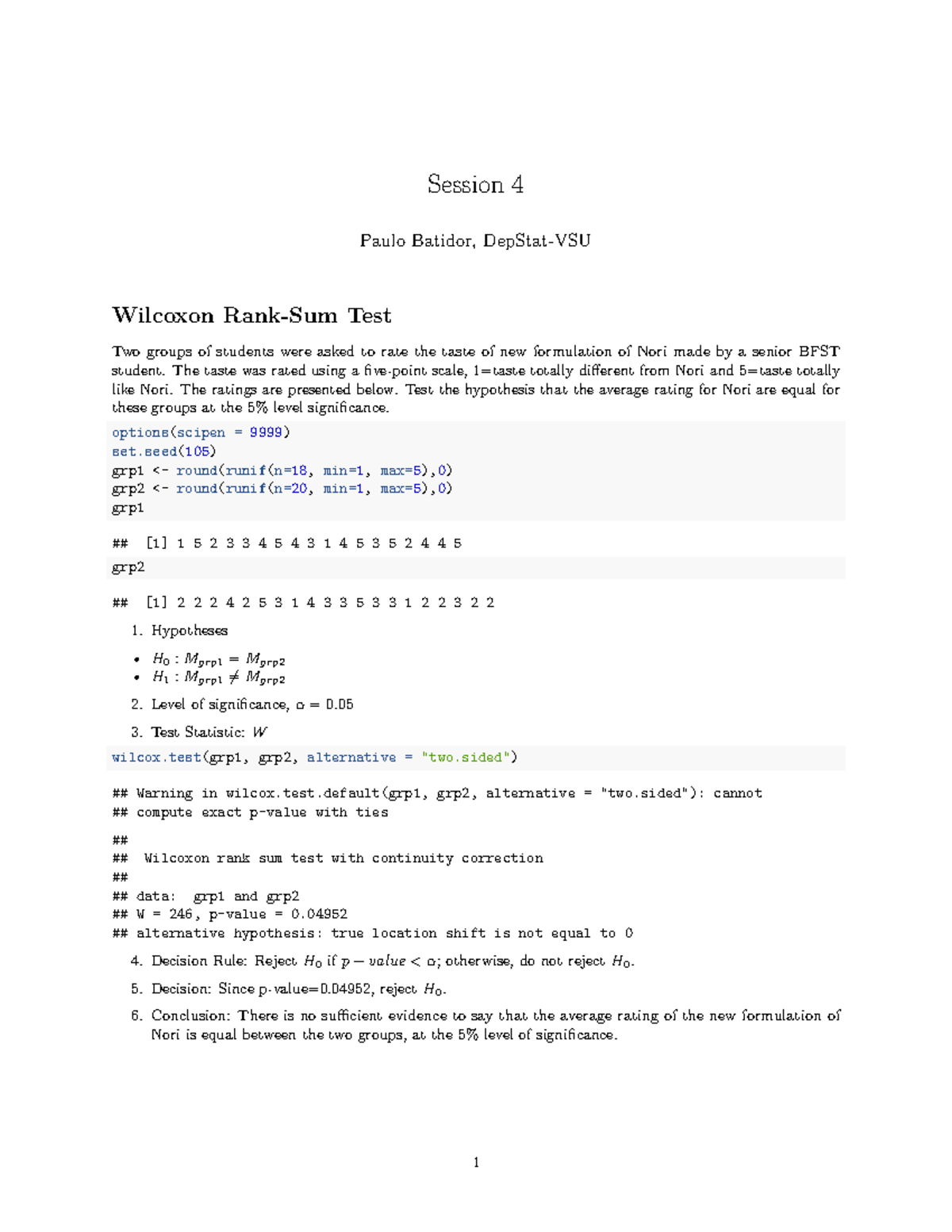 Session-4 - Unlock - Session 4 Paulo Batidor, DepStat-VSU Wilcoxon Rank ...