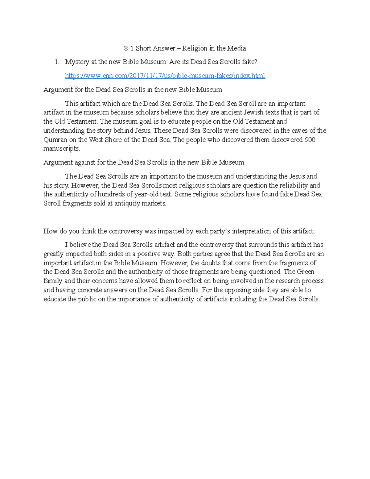 8-1 Religon assignment - 8-1 Short Answer – Religion in the Media ...