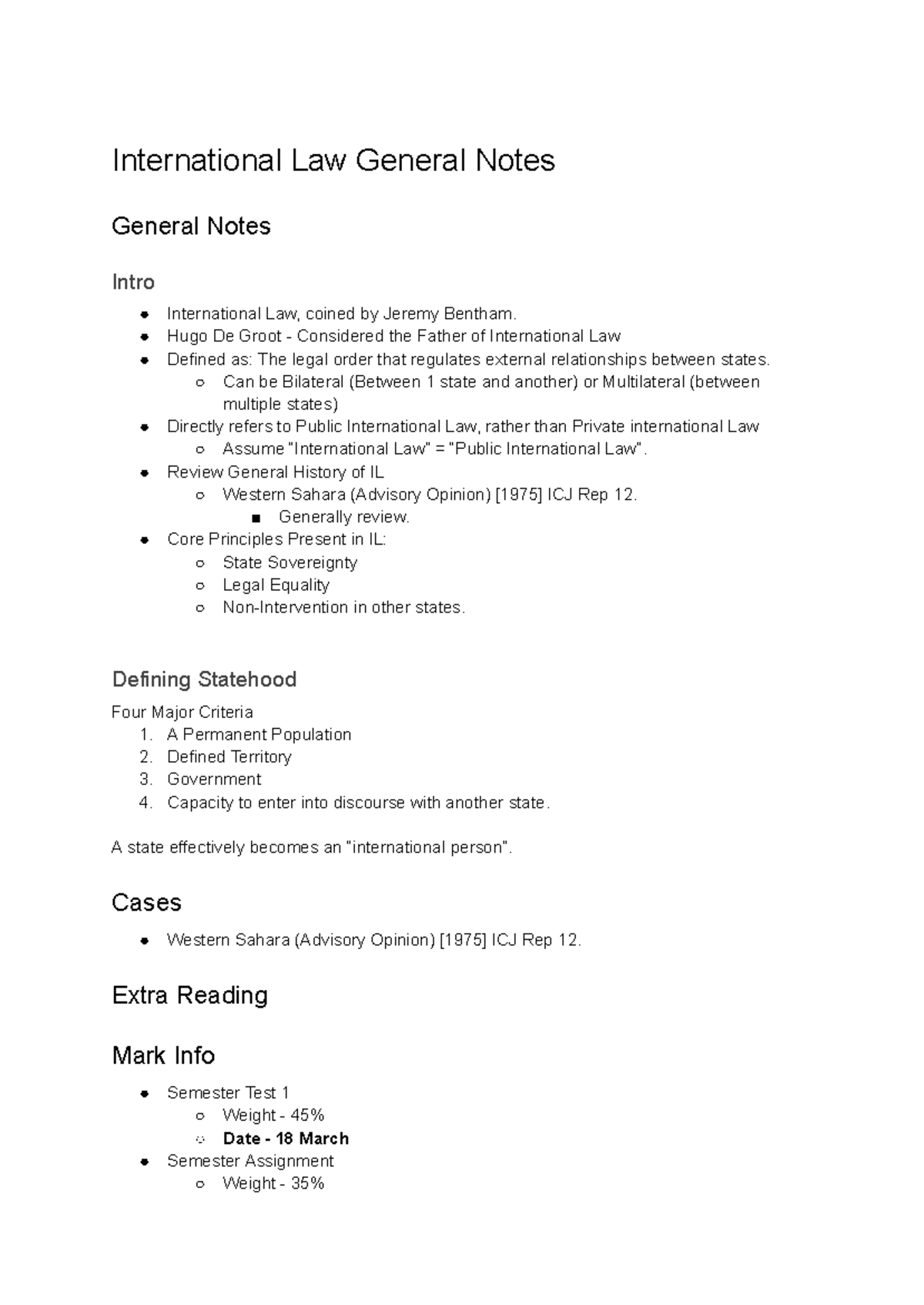 International Law General Notes - International Law General Notes ...