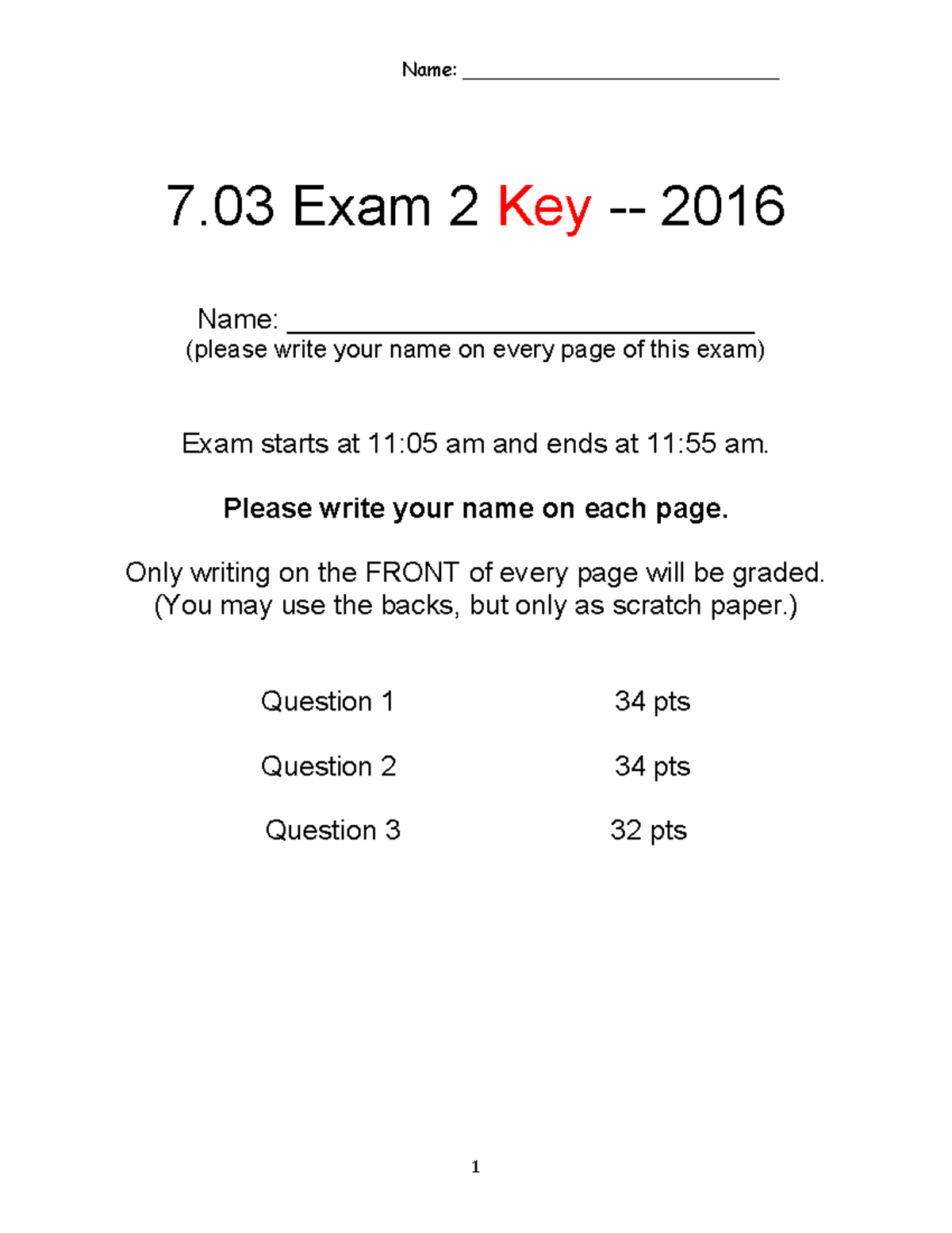 2016 Exam 2 Key - 7 Exam 2 Key - 2016 Name ...