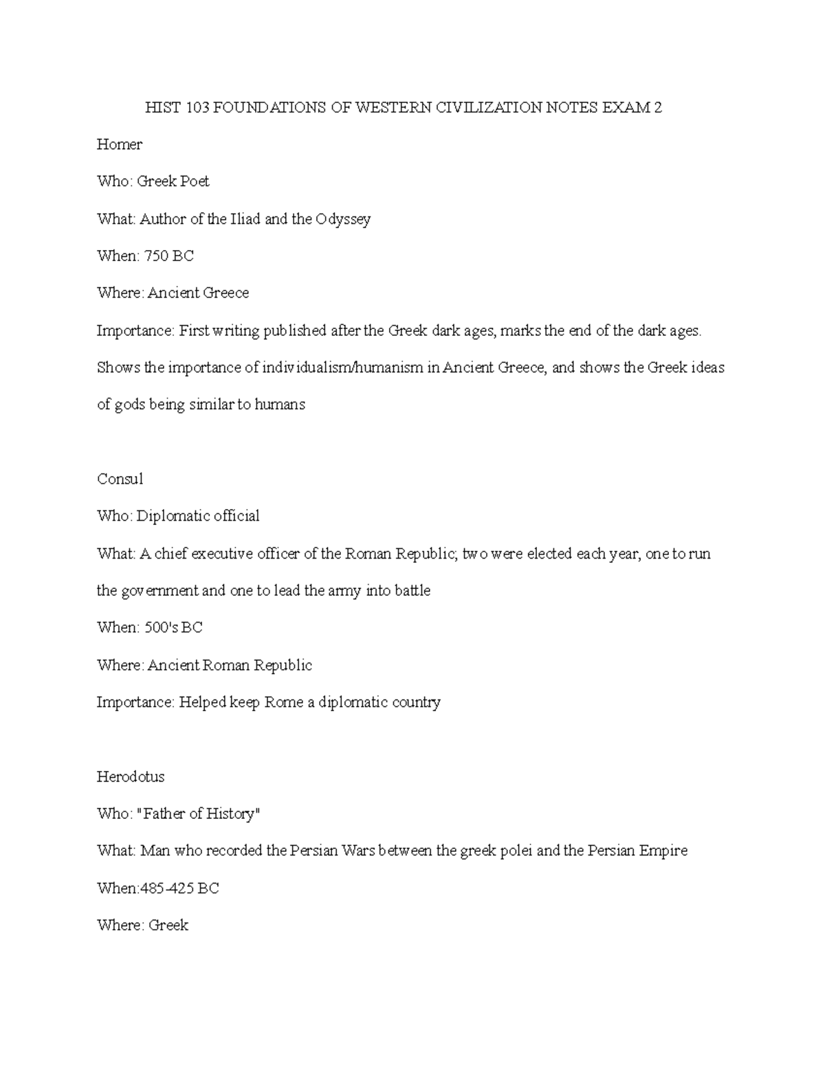 HIST 103 Foundations OF Western Civilization Notes EXAM 2 - HIST 103 ...