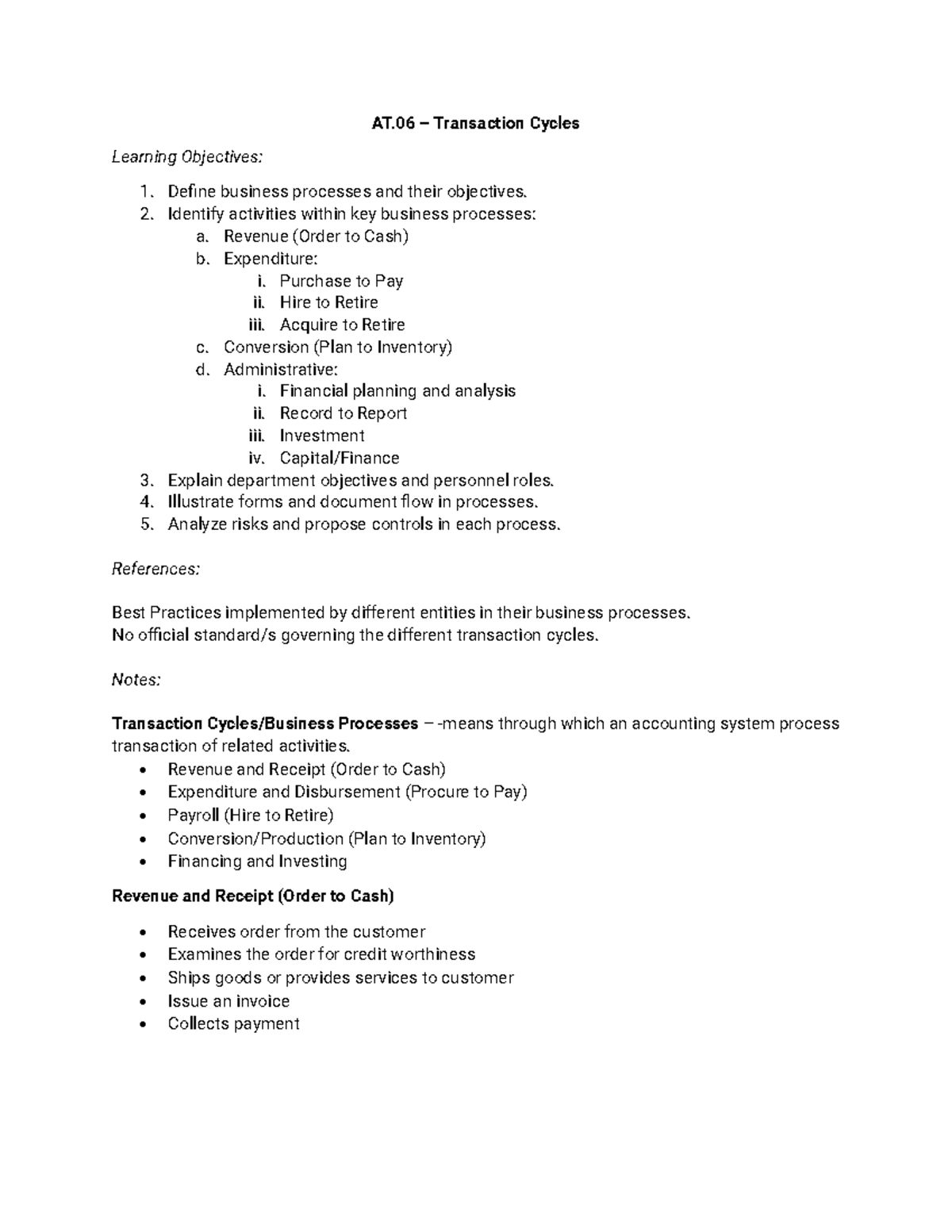 AT - AUDIT THEORY NOTES ABOUT TRANSACTION PROCESS - AT – Transaction ...