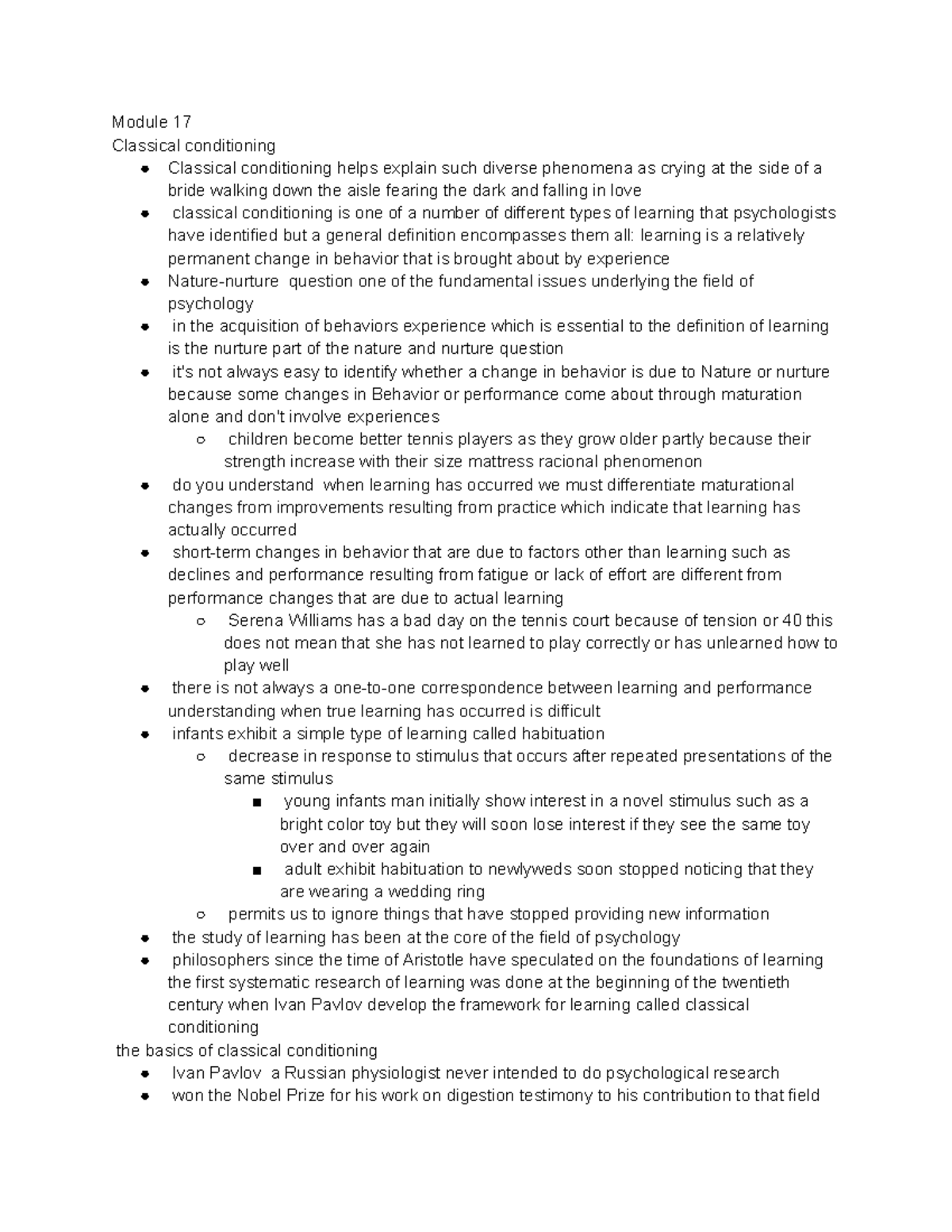 Section 5chap 6 - classical conditioning, operant conditioning, etc - Module 17 Classical - Studocu