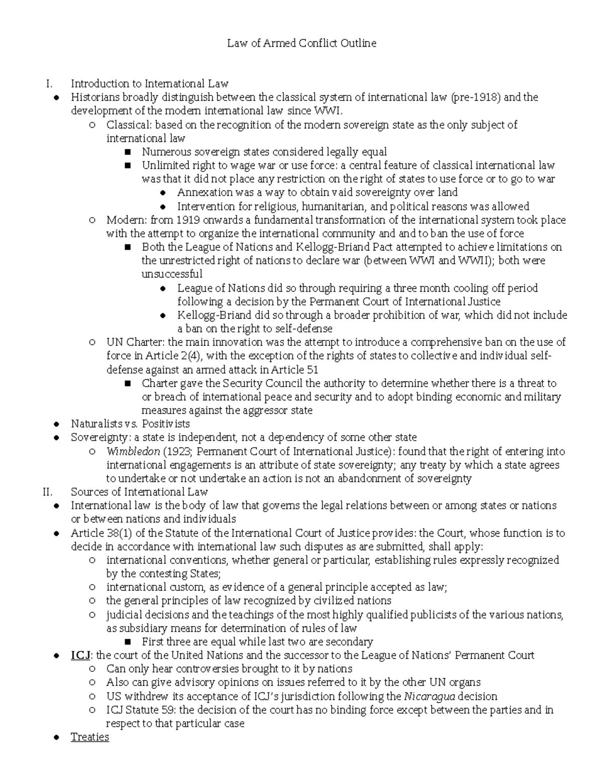 Law of Armed Conflict-Eliason - Law of Armed Conflict Outline I ...