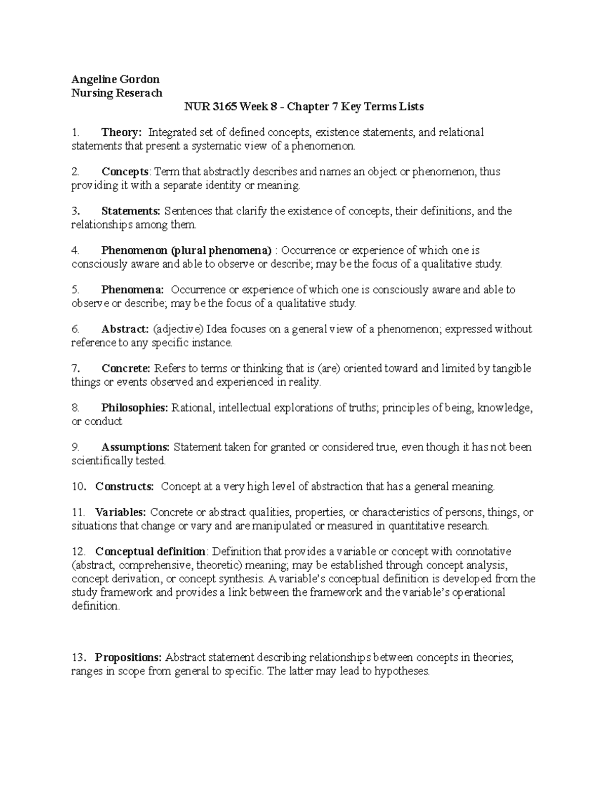terms used frequently in reserach - Angeline Gordon Nursing Reserach ...