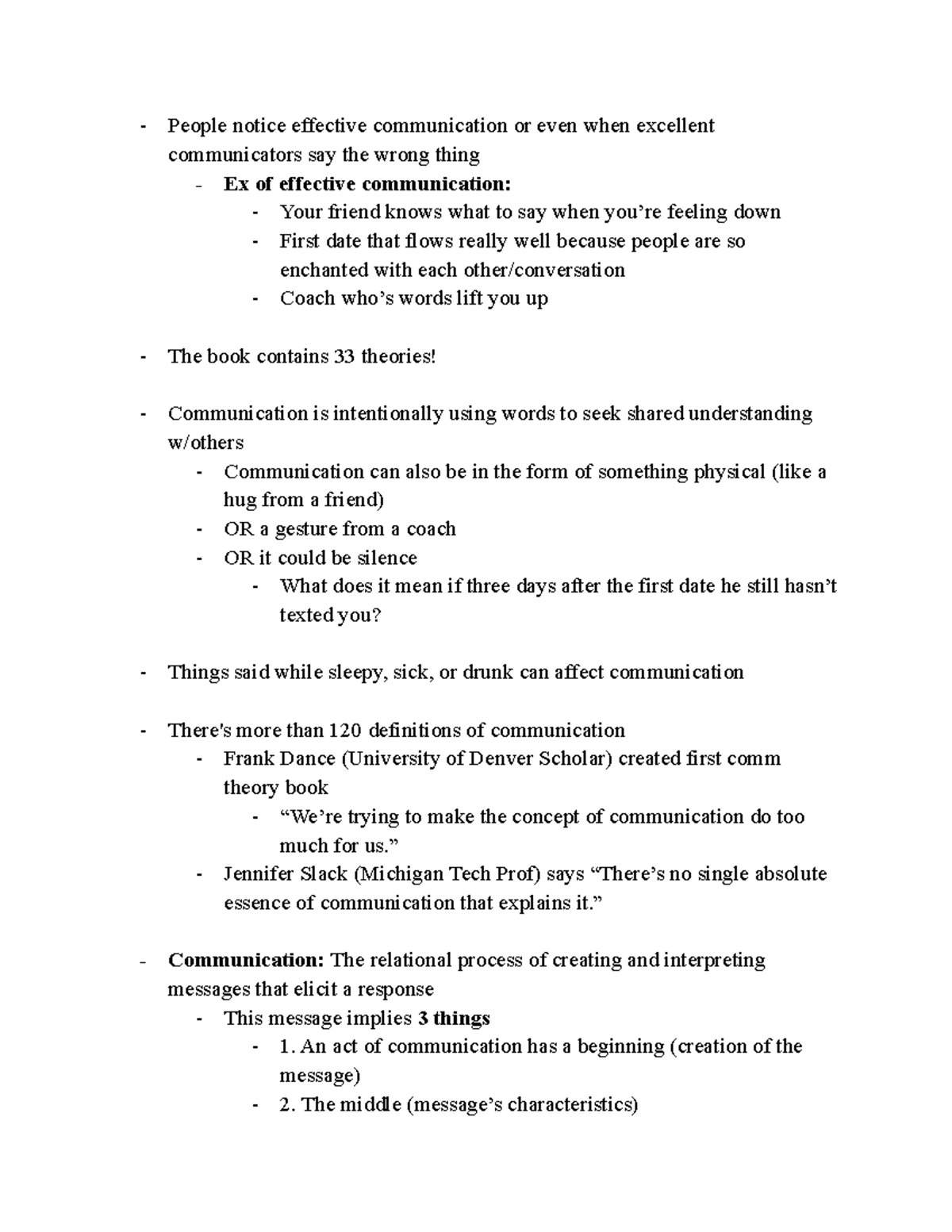 Chapter 1 Notes - People notice effective communication or even when ...