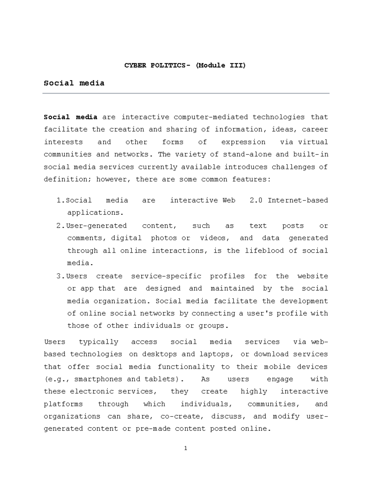 Social media, cyber activism - CYBER POLITICS- (Module III) Social ...