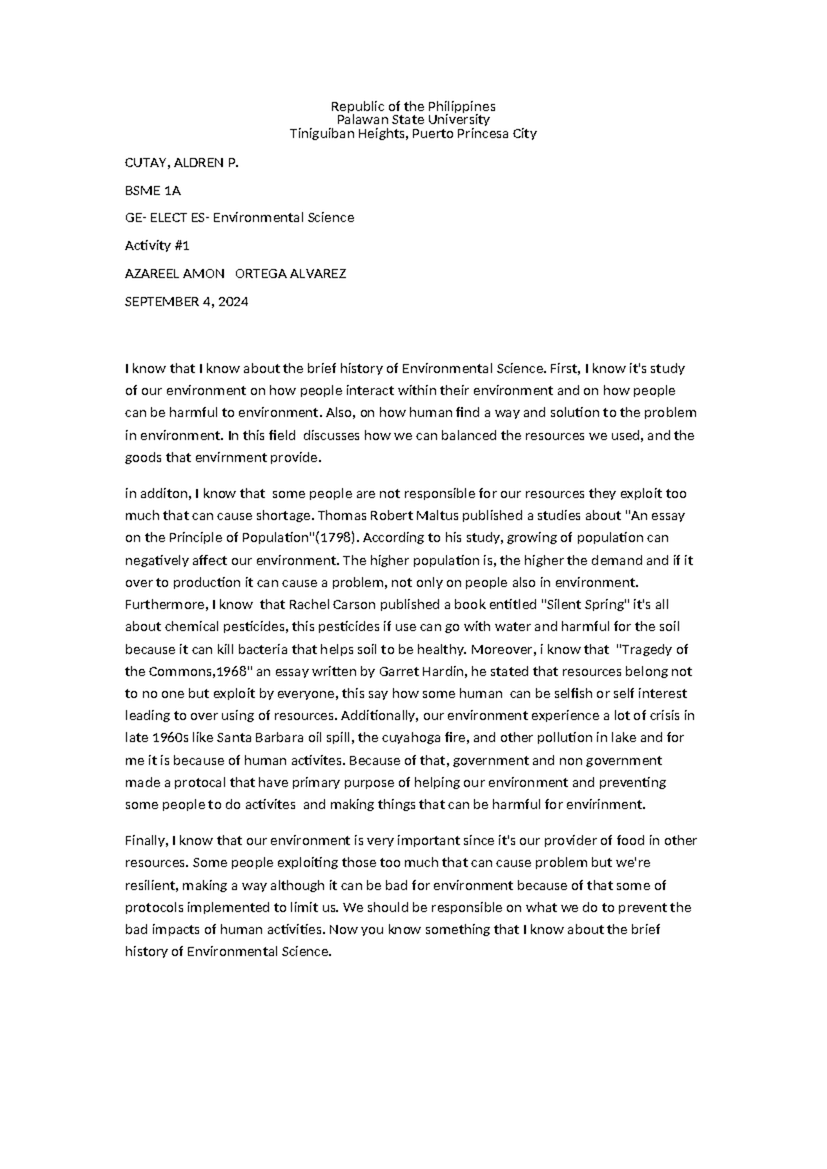 Envisci - Mightreviewer - Republic of the Philippines Palawan State ...