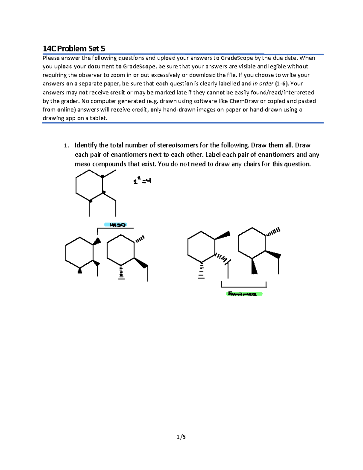 Problem+Set+5 - Practice - 14C Problem Set 5 Please answer the following questions and upload ...