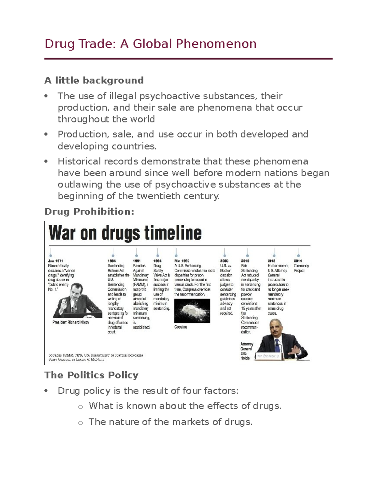 Drug Trafficking Notes 2 - Drug Trade: A Global Phenomenon A little ...