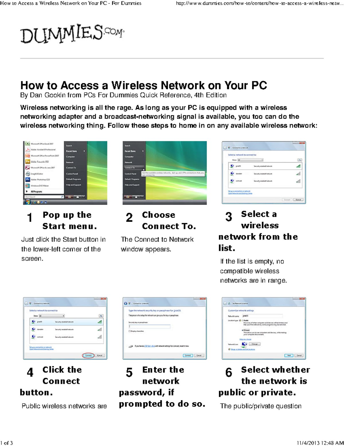 How to Access a Wireless Network on Your PC - For Dummies - How to Access a Wireless Network on ...